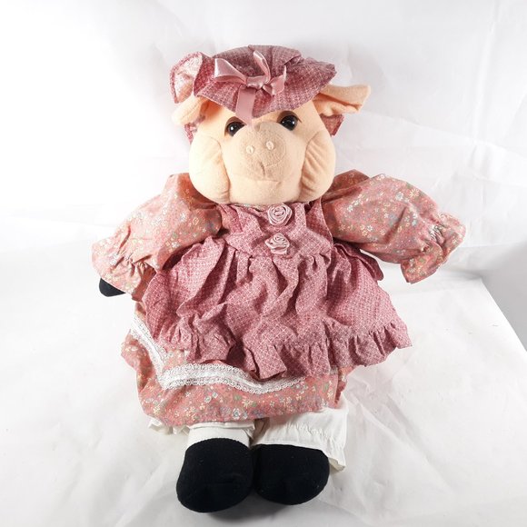 Other | Vintage Pig Hog Doll In Pink Dress Country Farm Decor | Poshmark